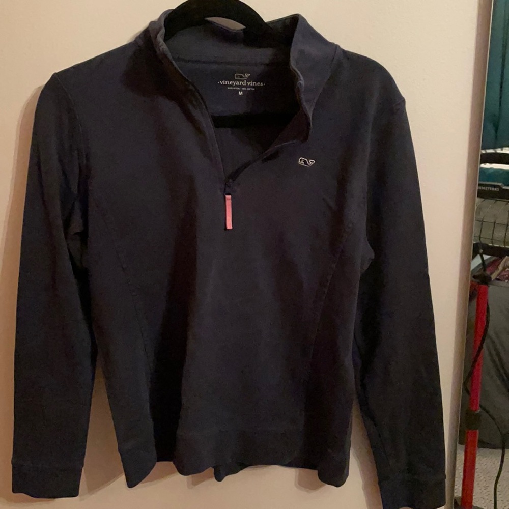 Navy Blue Vineyard Vines 3 Three Quarter Zip Pull Over - Gem